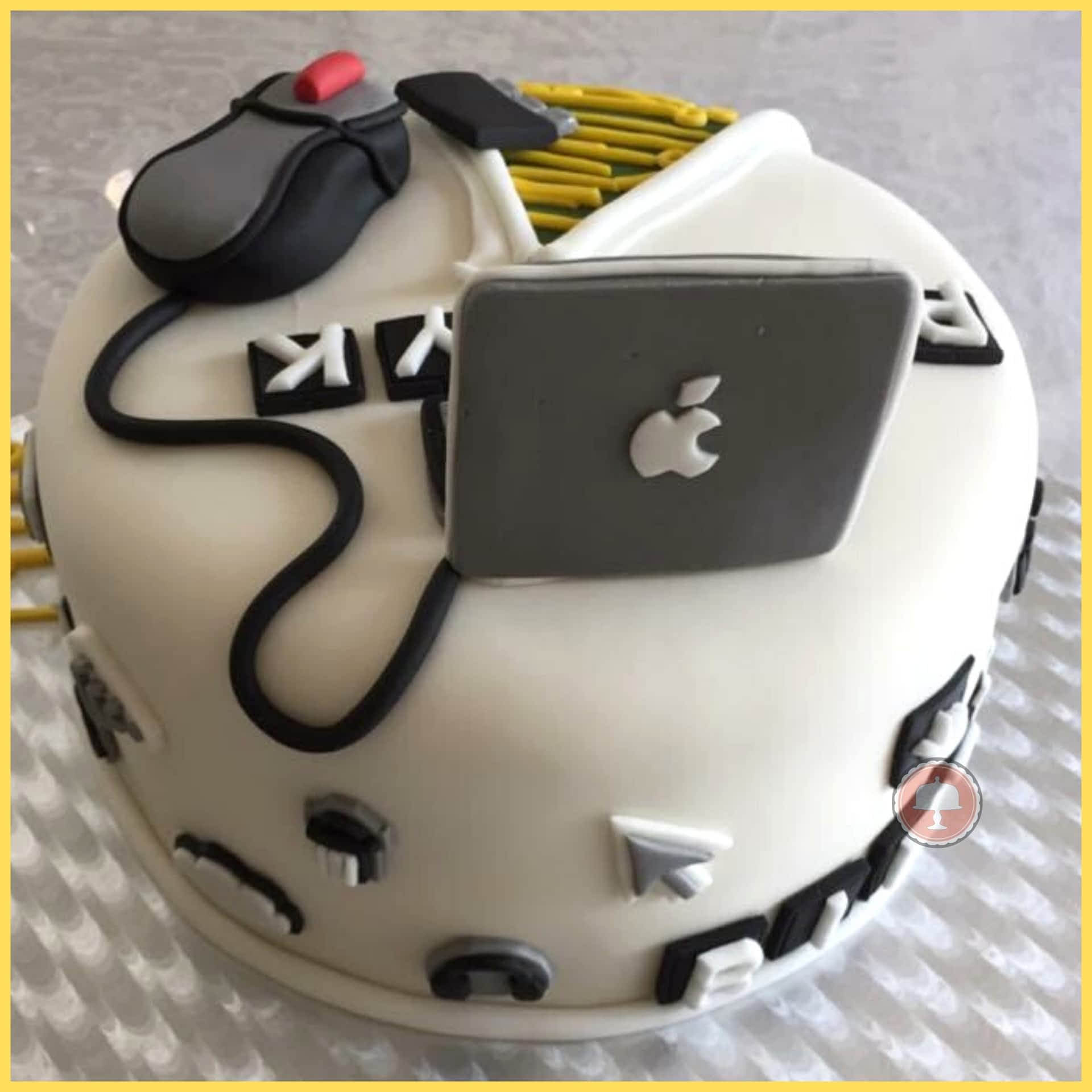 Easy 18th Birthday Computer Cake Design: Tech-Themed